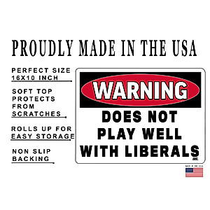 Rogue River Tactical Warning Does Not Play Well with Liberals Gun Cleaning Mat Bench Pad Gift for Gun Owner Conservative or Republican Gift