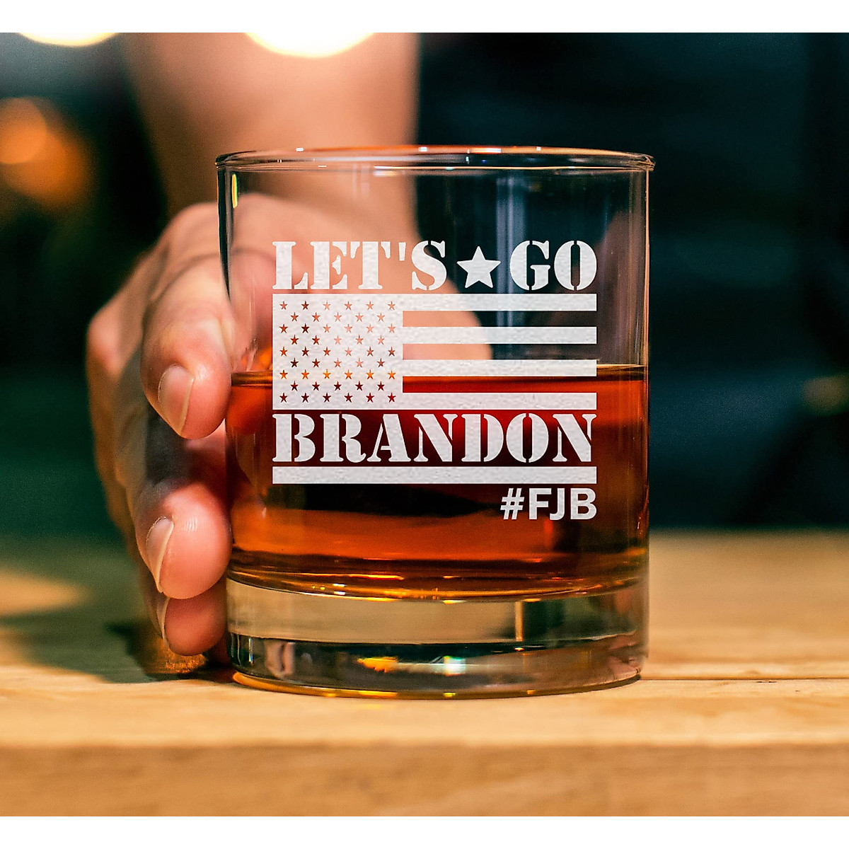 CARVELITA Let's Go Brandon 11oz Laser Engraved Christmas Whiskey Glass, FJB Old Fashion Rocks Glass, Gift For Republican or Conservative, Lets Go Brandon, Patriot Gifts
