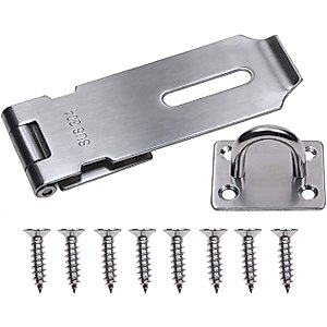 Padlock Hasp 4 Inch Door Clasp Hasp Lock Latch, Stainless Steel Door Bolt Latches for Furniture, Cabinet, Drawer, Cupboard and Closet