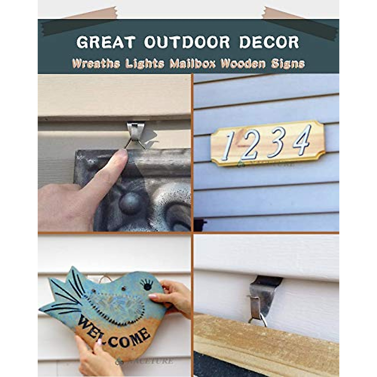 NACETURE Vinyl Siding Hooks Hanger - 20 Pack add 6 Pack Heavy Duty Stainless No-Hole Needed Vinyl Siding Clips for Hanging- Vinyl Siding Hooks for Outdoor Decorations