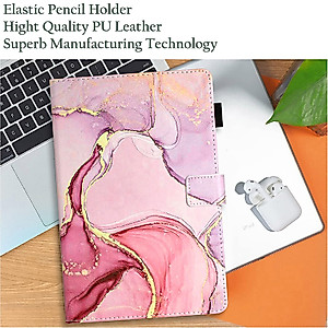 Fancity Case for Samsung Galaxy Tab A8 10.5 Inch 2022 Release, Multi-Viewing Angles, PU Leather Smart Cover with Auto Sleep Wake Feature for Galaxy Tab A8 Tablet [SM-X200/X205/X207], Marble Pink