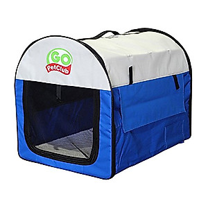 Go Pet Club 48" Rounded Top Soft Collapsible Dog Crate, Portable Pet Carrier, Thick Padded Pet Travel Crate for Indoor & Outdoor, Soft Sided Pet Foldable Kennel Cage with Durable Mesh Windows, Blue