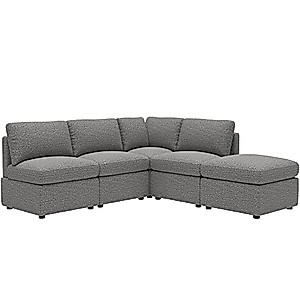 PayLessHere L shaped Sofa Couch Convertible Sofa 4-Seat Sofa Modular Sectional Sofa Couch for Living Room Bedroom Office,Gray