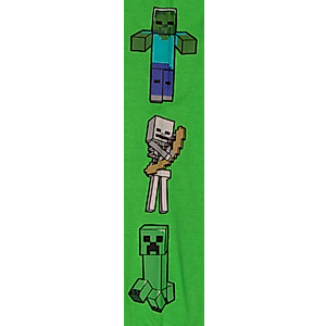 Minecraft Characters Boys Long Sleeve T-Shirt, 2-Pack Bundle Set for Kids and Toddlers (Size 7, Green/Royal)