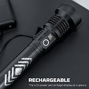 SKNSL Rechargeable LED Flashlights 900,000 High Lumens - Bright Flashlight with 5 Modes, Long Runtime, IPX7 Waterproof, Powerful Flash Light for Camping Hiking