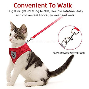 Cat Vest Harness and Small Dog Vest Harness for Walking, All Weather Mesh Harness, Cat Vest Harness with Reflective Strap, Step in Adjustable Harness for Small Cats (Red, XS)