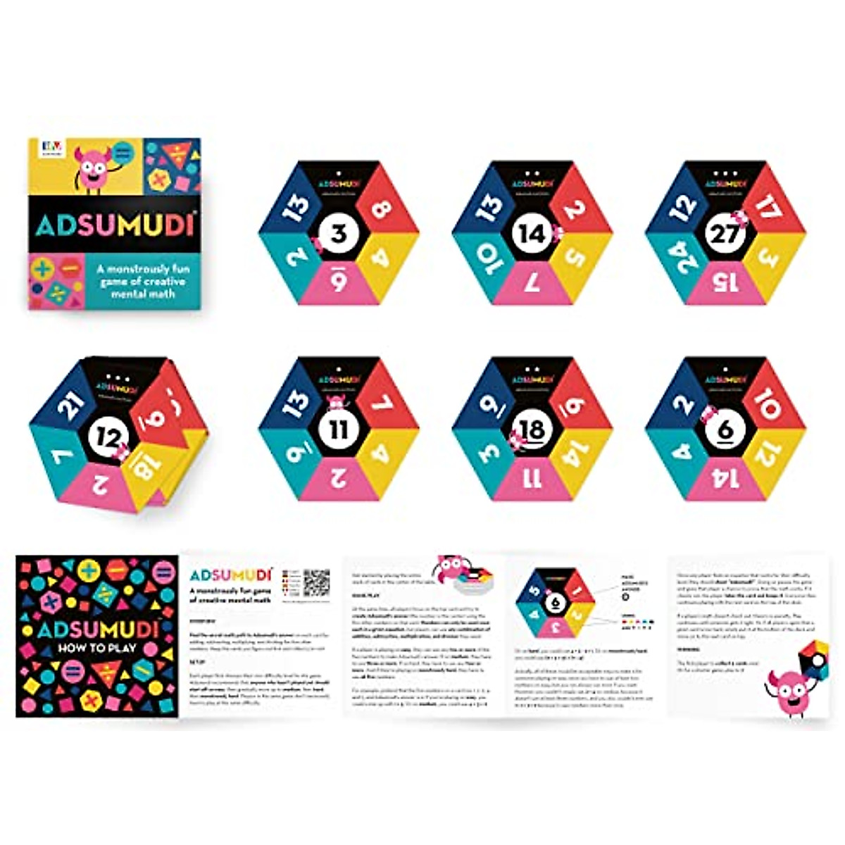 Evermade Adsumudi Math Game - The Monstrously Fun, Smart Game for Kids to Practice Multiplication, Division, Addition and Subtraction - Great for Kids Ages 8-12