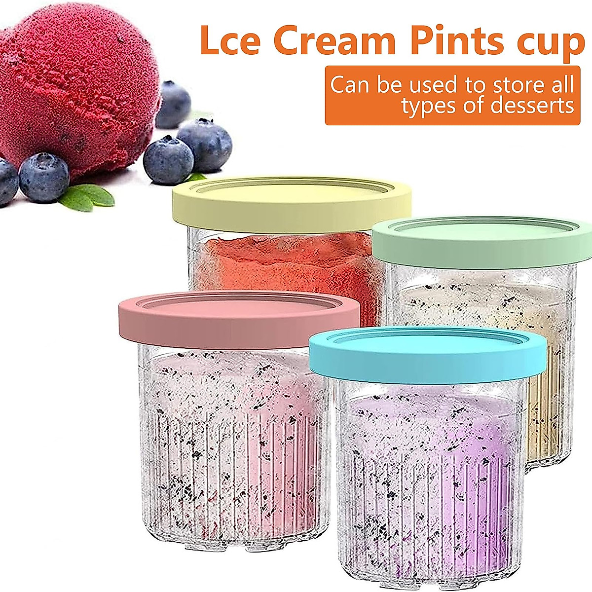 AULKZIOV Creami Pint Containers Replacement for Ninja Creami Deluxe Pints 24oz NC501, Compatible with Ninja NC501 NC500 Series Creami Deluxe Ice Cream Makers (NC500 Series - 6 Pack)