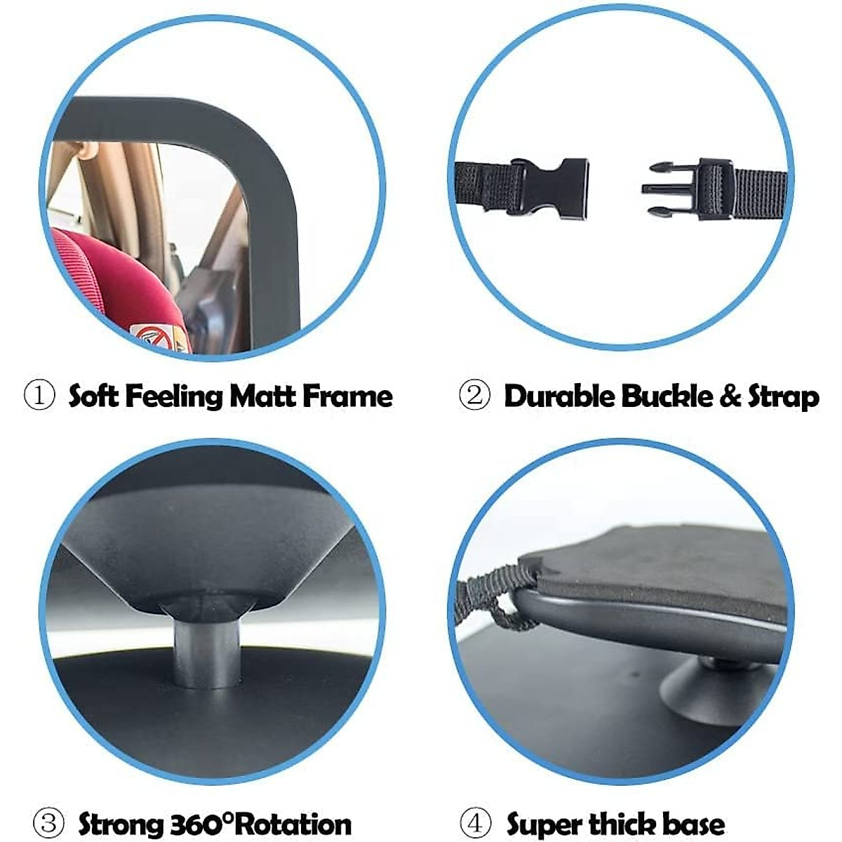 Baby Car Mirror, Safety Car Seat Mirror for Rear Facing Infant with Wide Crystal Clear View, Shatterproof, Fully Assembled, Crash Tested and Certified