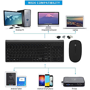 Fonicer Wireless Keyboard and Mouse Combo with USB C & USB A Receiver-Full Size Type c Keyboard and Mouse Compatible