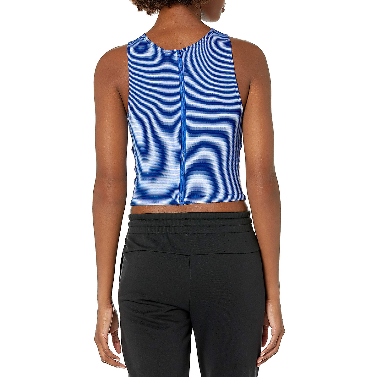 adidas womens Zippable Ribbed Tank Top Team Royal Blue Large