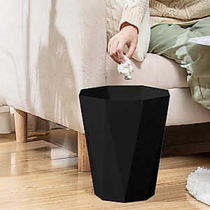 WEECRON Trash Can Bathroom Waste Basket Plastic Diamond Shape 2.6 Gallon (2 Pack, Black)