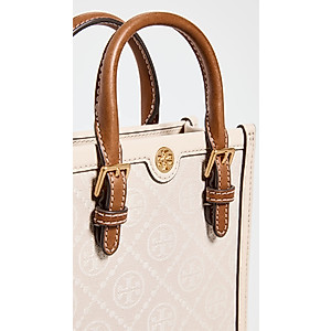 Tory Burch Women's Mini T Monogram Tote, Ivory, Off White, One Size
