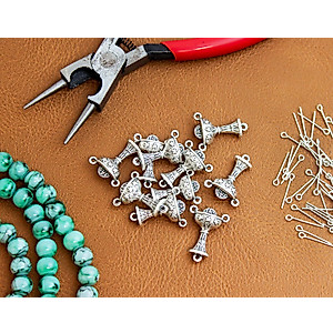 Pack of 10 - First Holy Communion Chalice Sacrament Rosary Center Piece Rosary Connector, 7/8" Silver Oxidized - Made in Italy