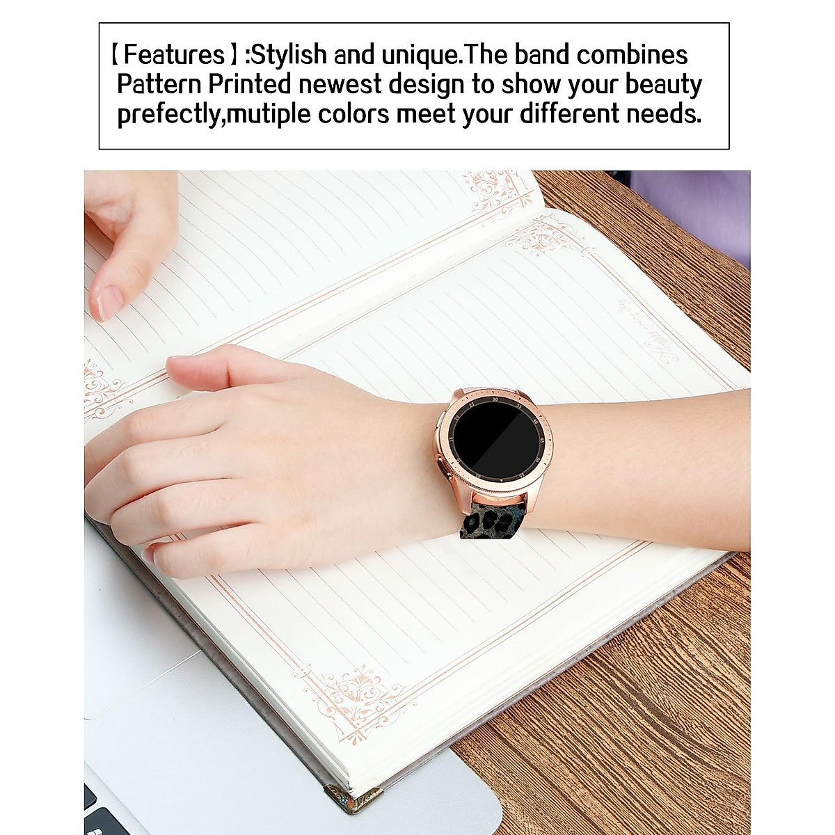 20mm Luxury Silicone Sport Bands Compatible for Samsung Galaxy Watch 6/Watch 5/Galaxy Watch 4 40mm 44mm/Classic 42mm 46mm/Watch 3 41mm, Active 2 Watch Bands,Leopard cheetah Skin Replacement Strap for