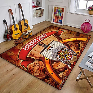 Anime Floor Mat Anti-Slip Area Rug Rectangle Carpet Doormat Welcome Rug One Piece Monkey D. Luffy Hat Pirate Outdoor Indoor Floor Mats Machine Washable Bathroom Mats,A,80X120cm