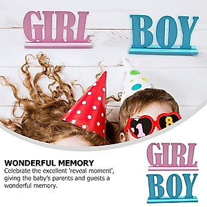 Dining Table Decor 2Pcs Boy Girl Letter Table Signs Wooden Gender Reveal Table Blue and Wood Tabletop Decor for Gender Reveal Shower Party Supplies Centerpiece Table Decorations