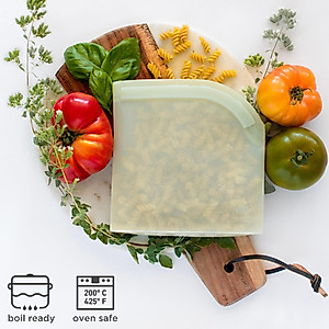 Lotus Reusable Silicone Food Storage Bags Silicone Freezer Bags-Microwave & Dishwasher Safe Reusable Storage Bags Silicone Zip Lock Bags, BPA Lead Toxin Free Sustainable Silicone Storage Bags for Food