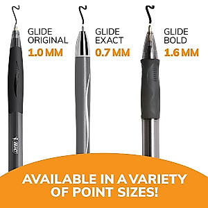 BIC Glide Black Retractable Ballpoint Pens, Medium Point (1.0mm), 4-Count Pack, Ultra Smooth Writing Black Pens