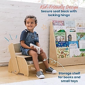 ECR4Kids Flip-Flop Step Stool and Chair, Kids Furniture, Natural