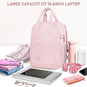 ZOMFELT Casual Laptop Backpack for Women, 15.6 inch Laptop Bag with USB Charging Port, Lightweight College Backpack for School, Daily Backpack Travel Work Backpack for Women, Men, Girls, Pink