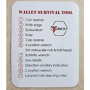 Survival Credit Card Multitool by Tuncily (2 Pack - Black & Silver) - 11 in 1 Wallet Multipurpose Tool, Bottle Opener, Everyday Utility Tactical Multi Tool, Christmas Gifts Stocking Stuffers for Men