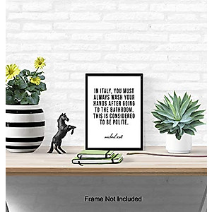 Michael Scott, The Office Bathroom Decorations - Bath Wall Decor - Funny Bathroom Decor - Wash Your Hands Restroom Sign - Unique Original Housewarming Gag Gift - Humorous Bathroom Wall Art - Unframed