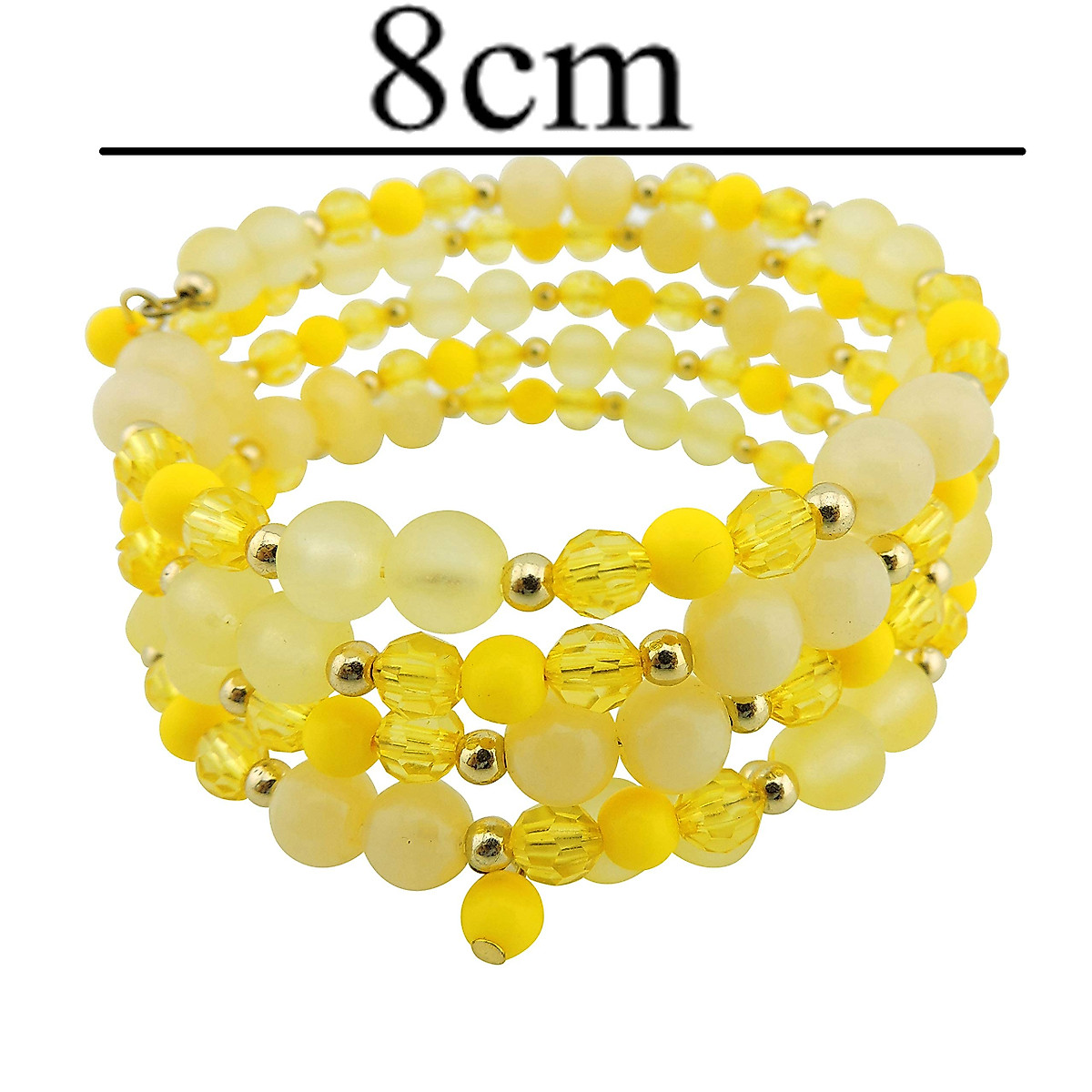 Coiris Multi Layers Statement Yellow Beaded Bracelet Adjustable Strand Bangle Bracelet for Women (BR1202)