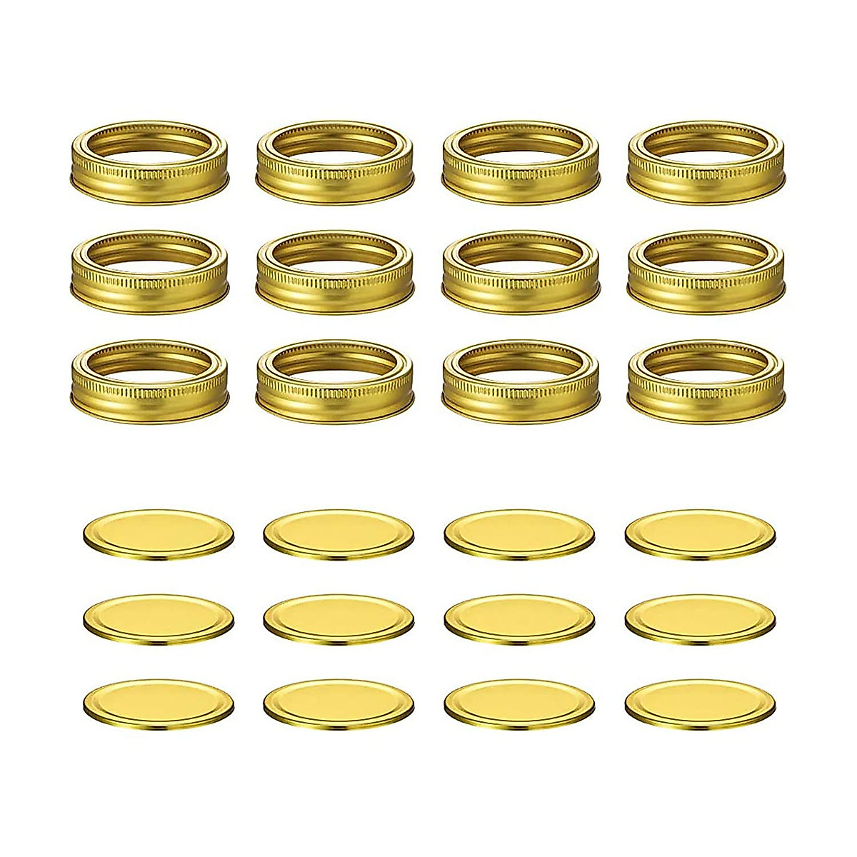 GOLDEN HARVEST 24 Pieces Canning Jar Lid and Ring WIDE MOUTH Jar Ring Bands Set Split Type LidsLeak Proof and Secure Canning Jar Caps (Gold, 86 mm)