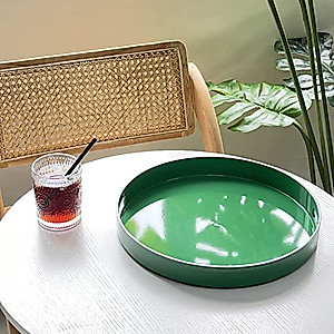 Zosenley Decorative Tray, Plastic Tray with Handles, Modern Vanity Tray and Serving Tray for Ottoman, Coffee Table, Kitchen and Bathroom, Size 13" (Emerald)