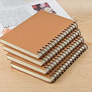 Zealor 4 Pack Hardcover Spiral Notebook College Ruled Notebooks Subject Notebook A5 Size 5.5"x 8.3" for Office and School Supplies (Kraft)