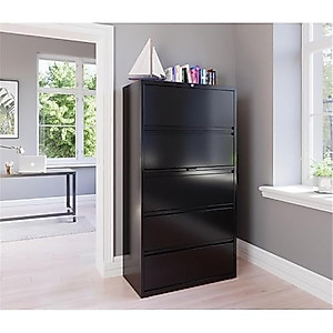 Hirsh 36-in Wide HL8000 Series Metal 5 Drawer Lateral File Cabinet Black