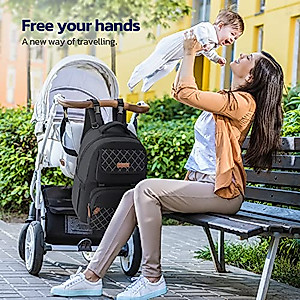 Maelstrom Diaper Bag Backpack,29L-45L Expandable Large Baby Bag for 2 Kids/Twins Baby Stuff, with Removable Cross Body Bottle Bag for Mom/Dad,Stylish Nappy Bag Gift for Boys/Girl-Black