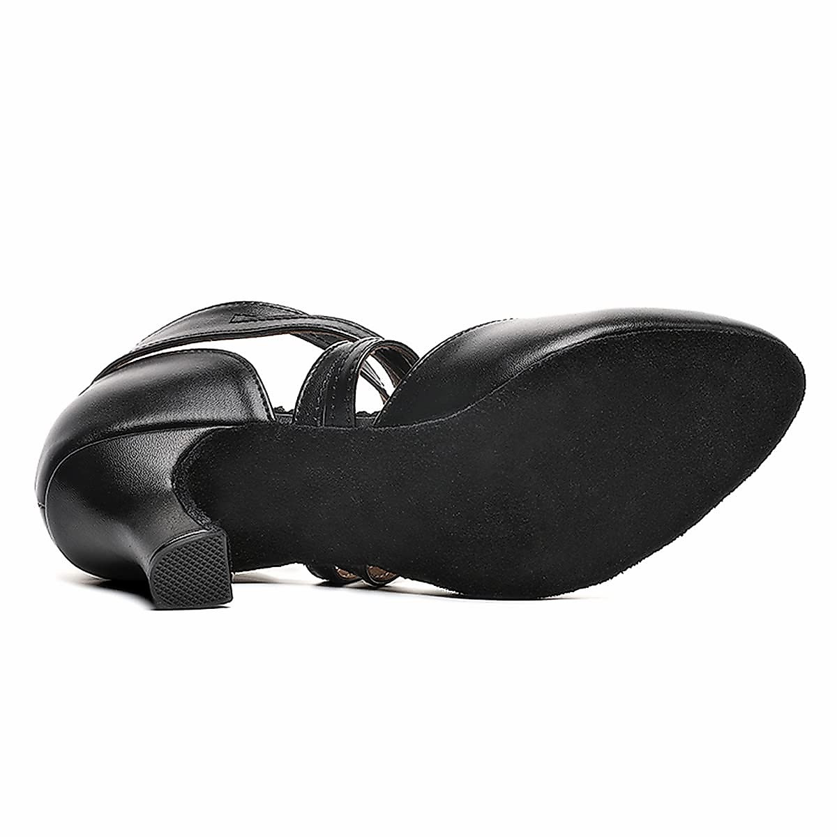 Womens Black Cross Strap Character Shoes Latin Salsa Ballroom Dance Heels Wedding Dress Pumps (8 / Black)