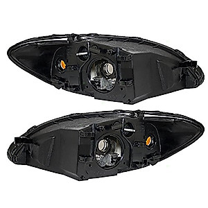 Brock Replacement Pair Set Halogen Headlights Headlamps with Chrome Bezel Compatible with 00-06 Taurus 1F1Z13008AB 1F1Z13008AA