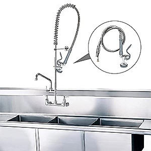 COOLWEST Pre-Rinse Spray Valve with Hose 44 Inch Stainless Commercial Hose with Sprayer Nozzle Head Replacement Kit for Commercial Kitchen Sink Faucet