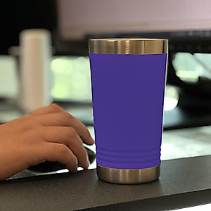 LaserGram 16oz Vacuum Insulated Pint Tumbler, Alien Head, Personalized Engraving Included (Dark Purple)