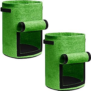 Qaxlry Potato Growing Bags, 2 Pack 10 Gallon Double Thickened Felt Potato Grow Containers with Handles & Access Flap for Potatoes, Tomato, Carrot, Onion, Vegetables, Fruits, Plants