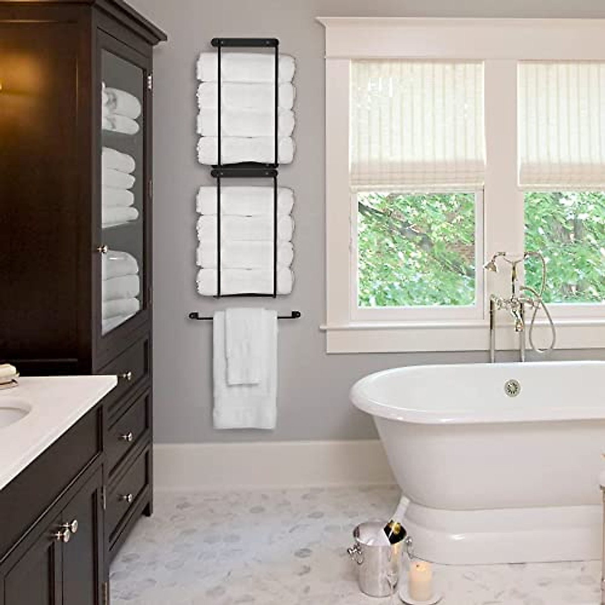 2+1 Set Towel Racks for Bathroom, Towel Holder for Bathroom Wall, Bathroom Storage, Towel Racks for Bathroom Wall Mounted, Bathroom Towel Storage, Towel Storage for Small Bathroom, Spa, Salon(Black)