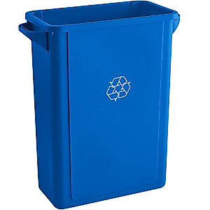 PRO&Family 64 Qt. / 16 Gallon / 60 Liters Blue Slim Rectangular Recycle Bin. Kitchen Garbage Can Office Trash Can Recycle Bin Waste Basket Touchless
