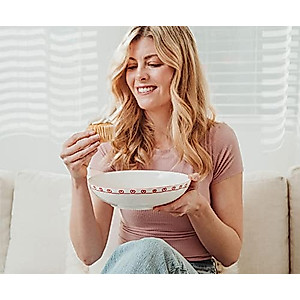 Toynk Sanrio Hello Kitty Love 9-Inch Ceramic Coupe Large Dinner Bowl For Serving Pasta, Salad, Cereal