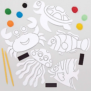Baker Ross AT939 Sealife Sand Art Magnet Kits, for Kids Arts and Crafts Projects (Pack of 6), Assorted
