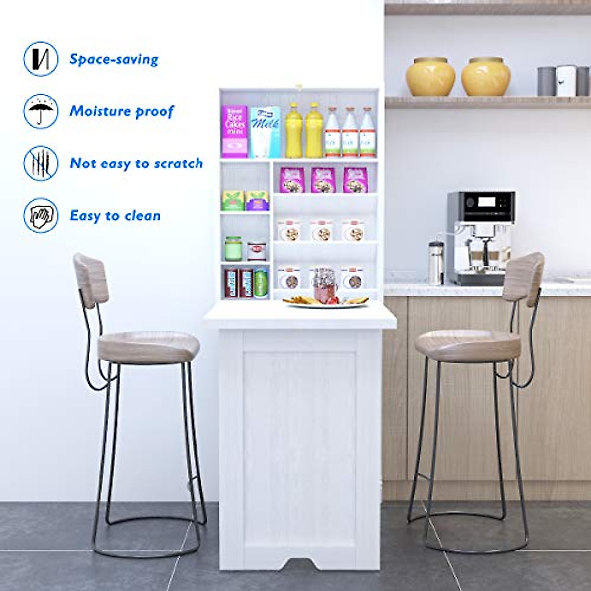 Casart Multi-Function Computer Desk, Wall Mounted Fold Out Table, Convertible Desk Writing Desk for Home and Office