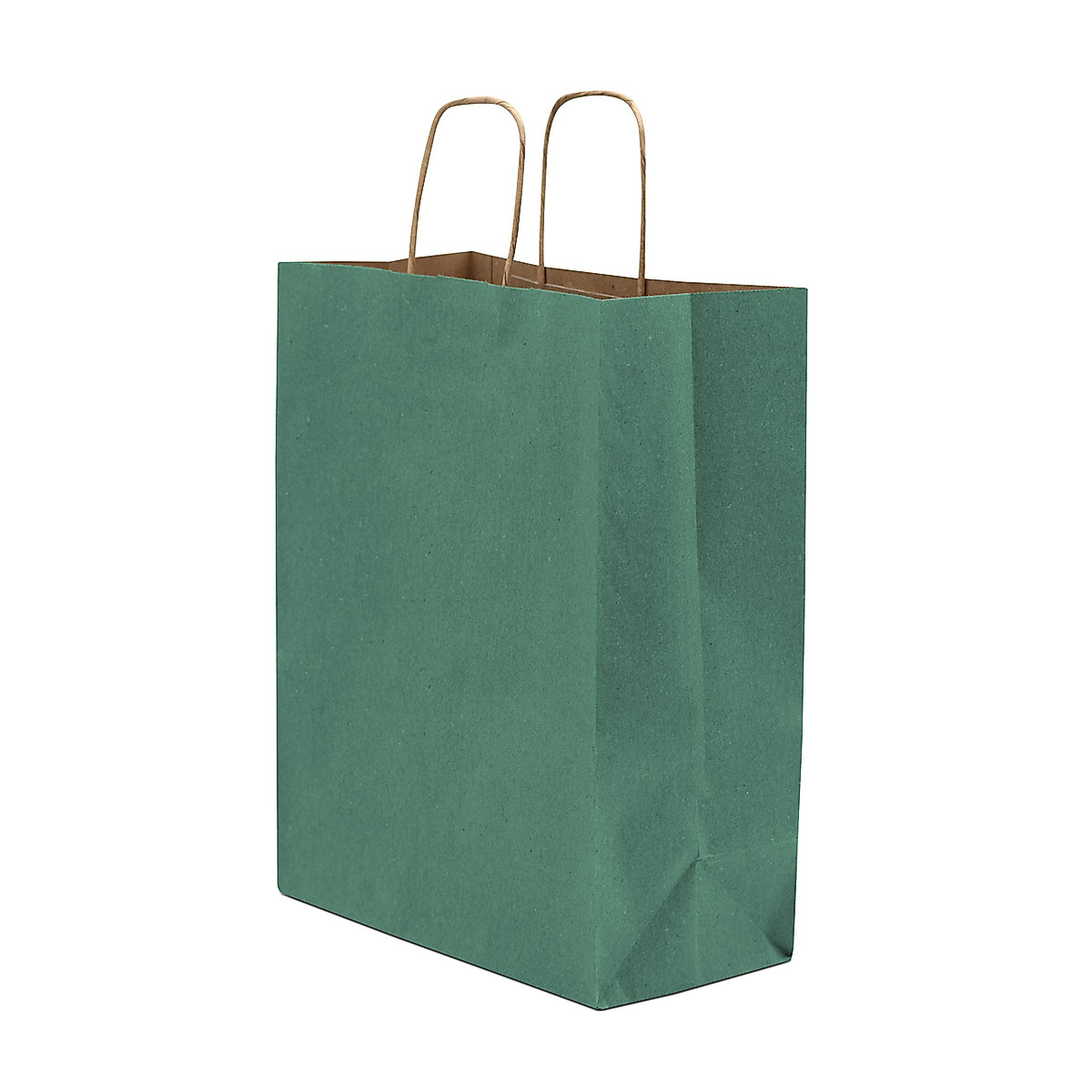 Green Gift Bags - 10x5x13 Inch 50 Pack Medium Kraft Paper Shopping Bags with Handles, Craft Totes in Bulk for Boutiques, Small Business, Retail Stores, Birthday Parties, Jewelry, Merchandise, Bulk