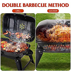 CUSIMAX Charcoal BBQ Grill, Portable Small Grills and Smokers Folding Tabletop Grills, for Camping Patio Backyard and Anywhere Outdoor Cooking, 18-Inch, Black