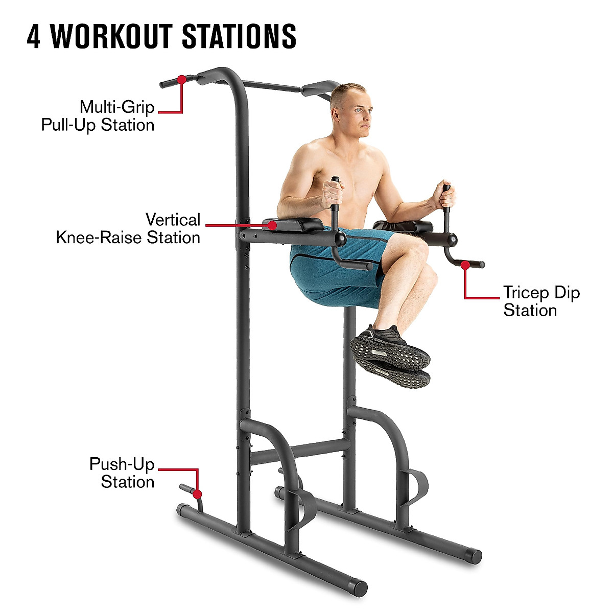 Weider Power Tower with 4 Workout Stations and 300 Lb. User Capacity