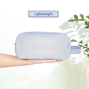 Oyachic 2 Compartment Pencil Case Clear Mesh Pen Pouch Grid Makeup Cosmetics Bag Transparent Marker Organizer Office Business Travel Adults,blue