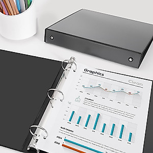 COMIX Sturdy 3 Ring Binder 1 inch with Clear View Cover, 1" Round Ring View Binder, PVC-Free, 200 Sheets Capacity of US Letter Size Paper, Office ＆ School Supplies, 12 Pack (Black)