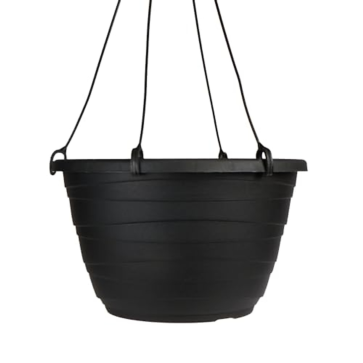 The HC Companies 13 Inch Wrapt Hanging Planter - Lightweight Outdoor Plastic Hanging Basket for Plants, Herbs, Flowers, Black