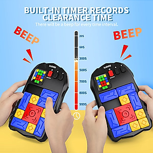 TEMI Super Slide Games Sliding Block Puzzle 500+ Level Slide Puzzle Game Travel Fidget Toys Handheld Games Console Learning Games Brain Teaser Puzzles for All Ages